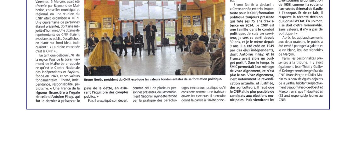 ARTICLE Réunion CNIP Fédé CNIP Sarthe 3 février 2024 – CNIP